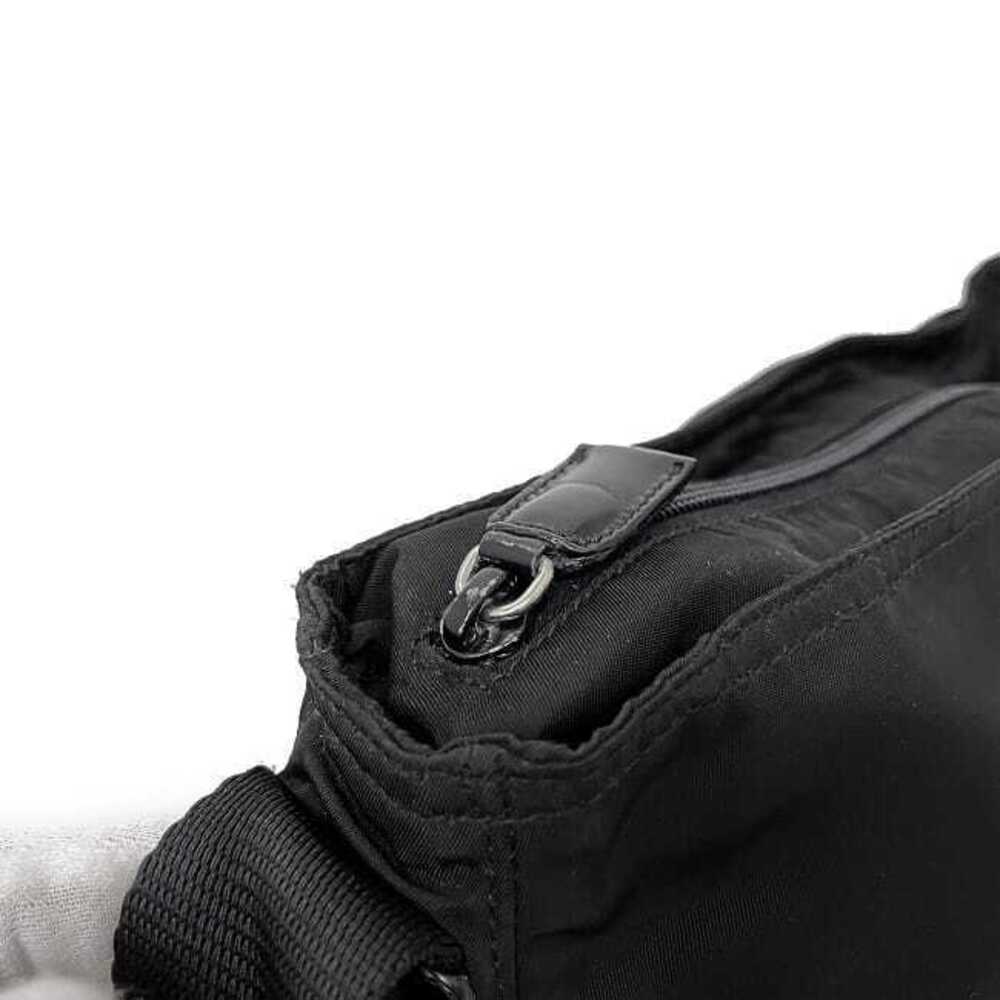 Prada | Bags | Prada Shoulder Bag Black Silver Tessuto Leather Triangle ...